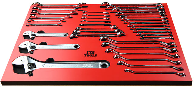 560 X 400 X 22mm Insert Tray & 35 Piece Metric Spanner Set & Adjustabl