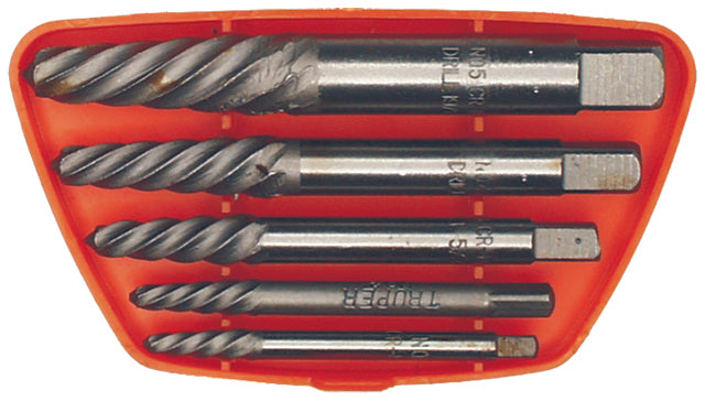 5 Piece Screw Extractor Set Spiral Flute No 1 - No 5